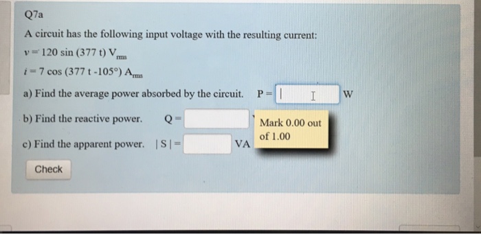 Solved Q7a A circuit has the following input voltage with | Chegg.com