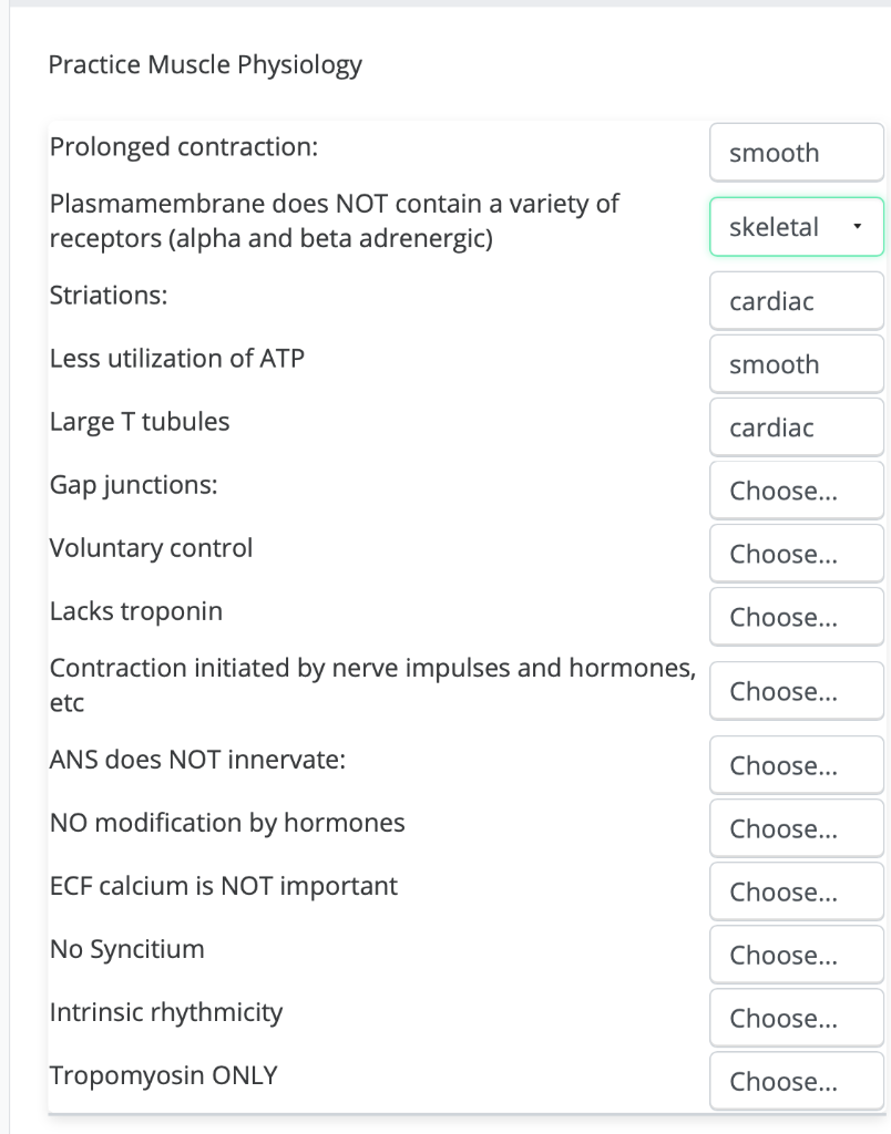 Solved Practice Muscle Physiology Prolonged contraction: | Chegg.com