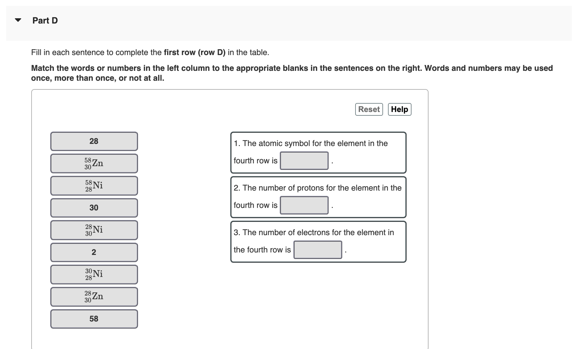 Solved Fill in each sentence to complete the first row (row | Chegg.com