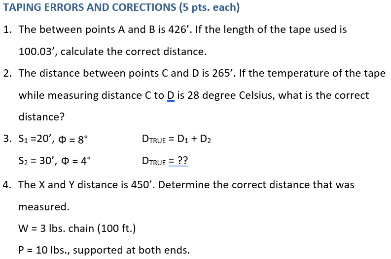 Solved TAPING ERRORS AND CORECTIONS (5 pts. each) 1. The | Chegg.com