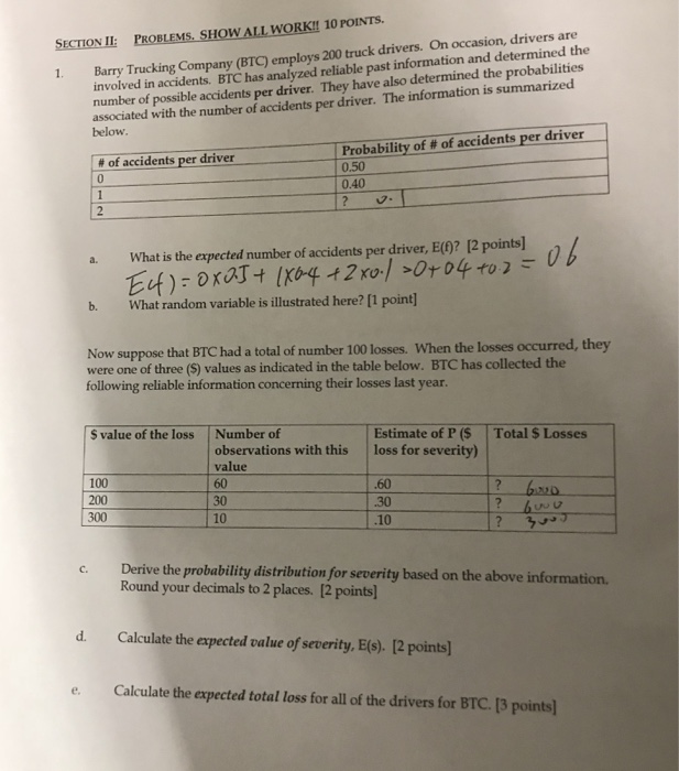 Solved SECTION II: PROBLEMS. SHOW ALL WORK!! 10 POINTS 1. | Chegg.com