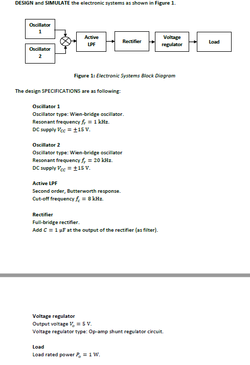 DESIGN and SIMULATE the electronic systems as shown | Chegg.com