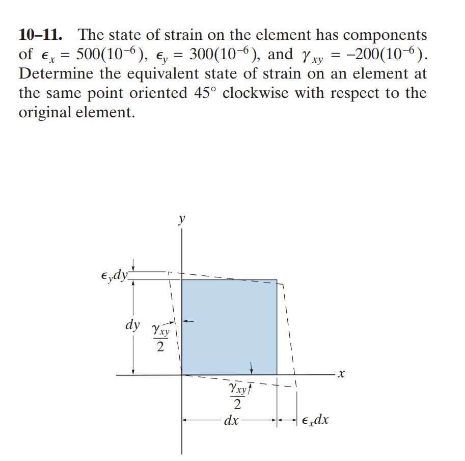 Solved 10-11. The state of strain on the element has | Chegg.com