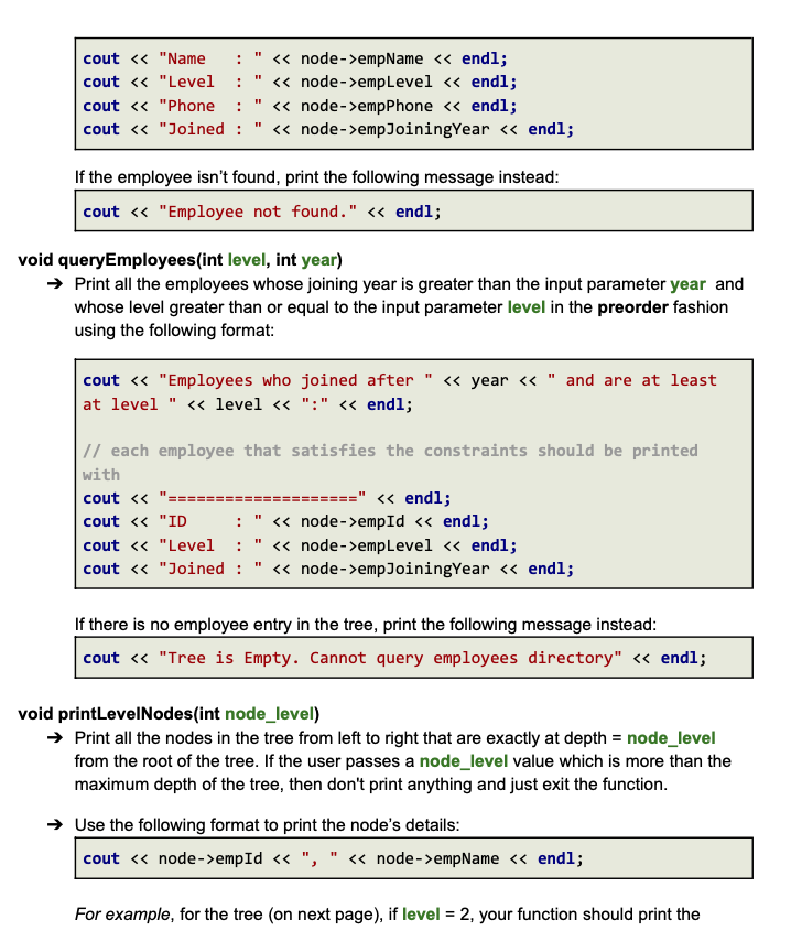 Solved Please help writing the EmployeeTree.cpp and | Chegg.com