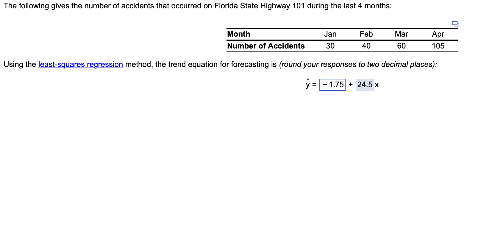 Solved Using the method, the trend equation for forecasting | Chegg.com
