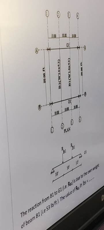 Solved 20.00 re BI(W14x53) GSX LIH PLAN 10 The reaction from | Chegg.com