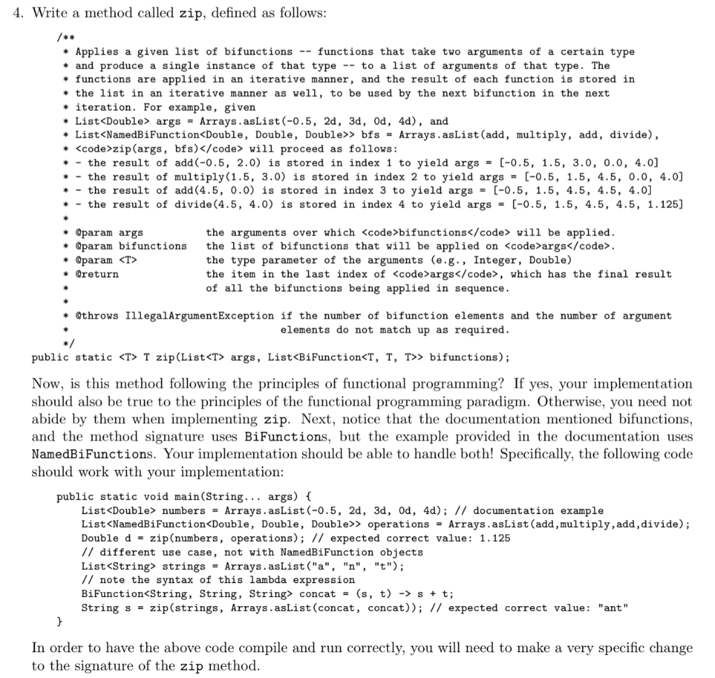 Solved Write in Java /** * Applies a given list of | Chegg.com