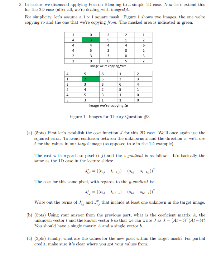 Solved 3. In lecture we discussed applying Poisson Blending | Chegg.com