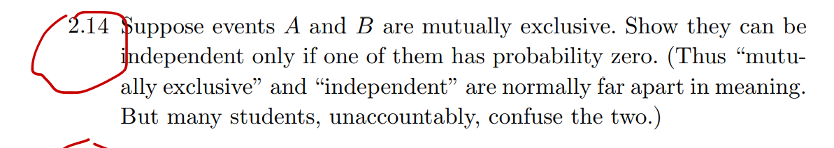 Solved 2.14 Suppose events A and B are mutually exclusive. | Chegg.com