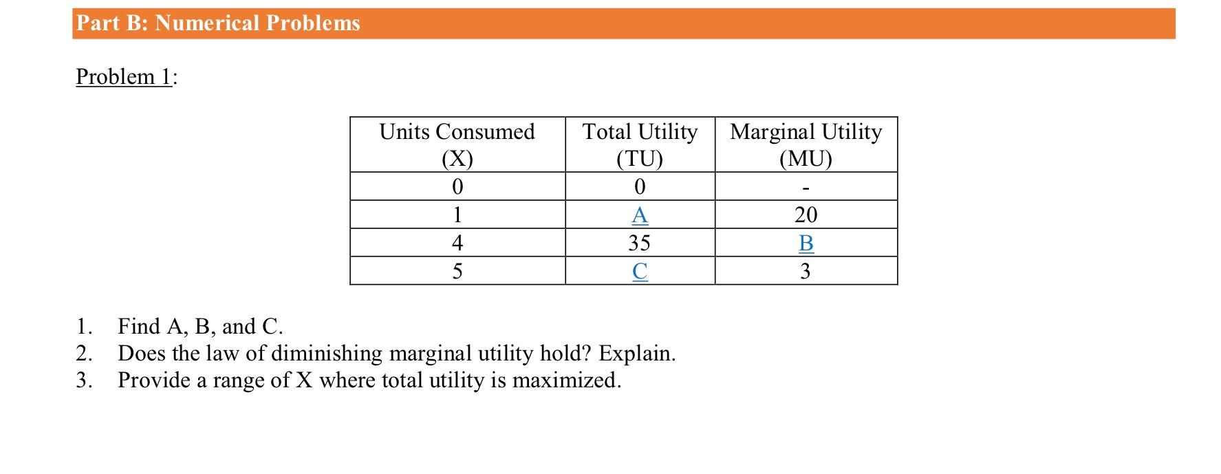 Solved Part B: Numerical Problems Problem 1: Units Consumed | Chegg.com