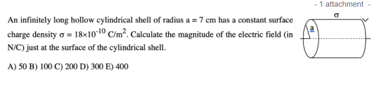 Solved - 1 attachment o a An infinitely long hollow | Chegg.com