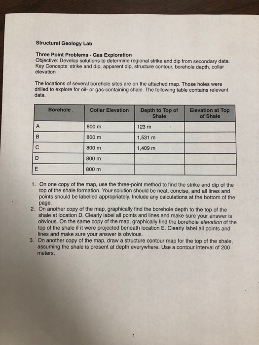Solved Structural Geology Lab Three Point Problems-Gas | Chegg.com
