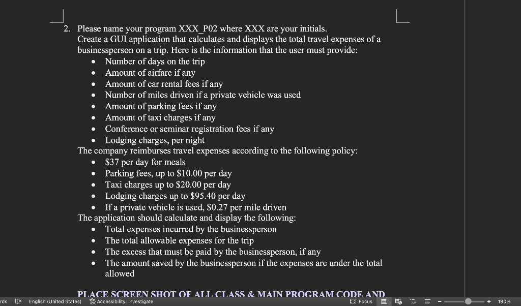 Solved 2. Please name your program XXX_P02 where XXX are | Chegg.com