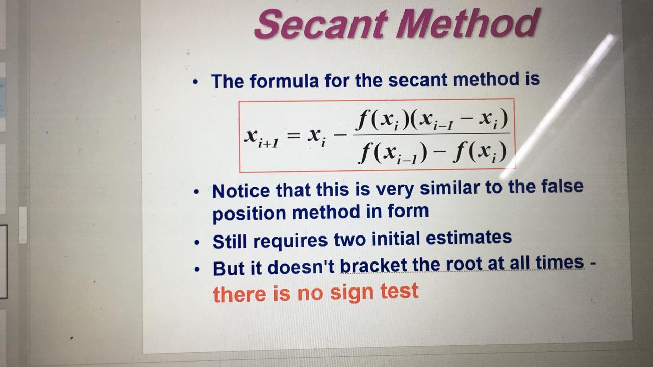 Solved Given f(x) = 2x2 -x -2=0. Apply the Secant Method for | Chegg.com