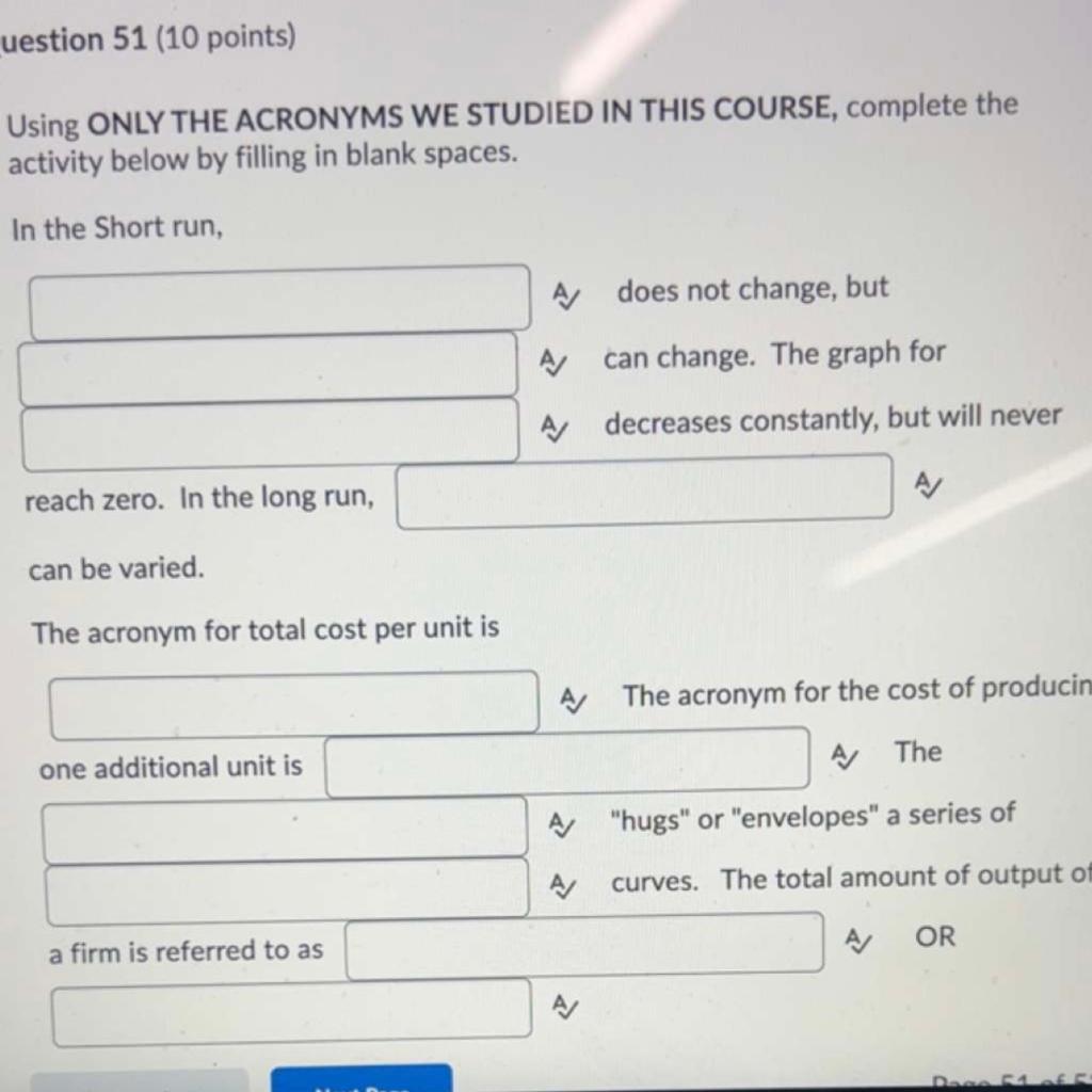 Solved Using ONLY THE ACRONYMS WE STUDIED IN THIS COURSE, | Chegg.com