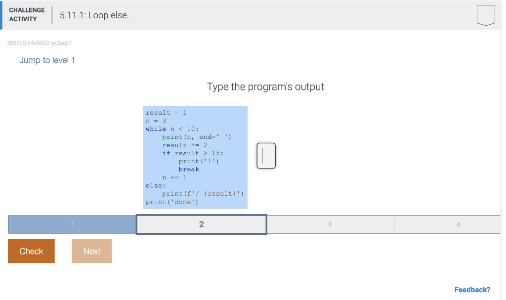 Solved CHALLENGE ACTIVITY 5.11.1: Loop else. | Chegg.com