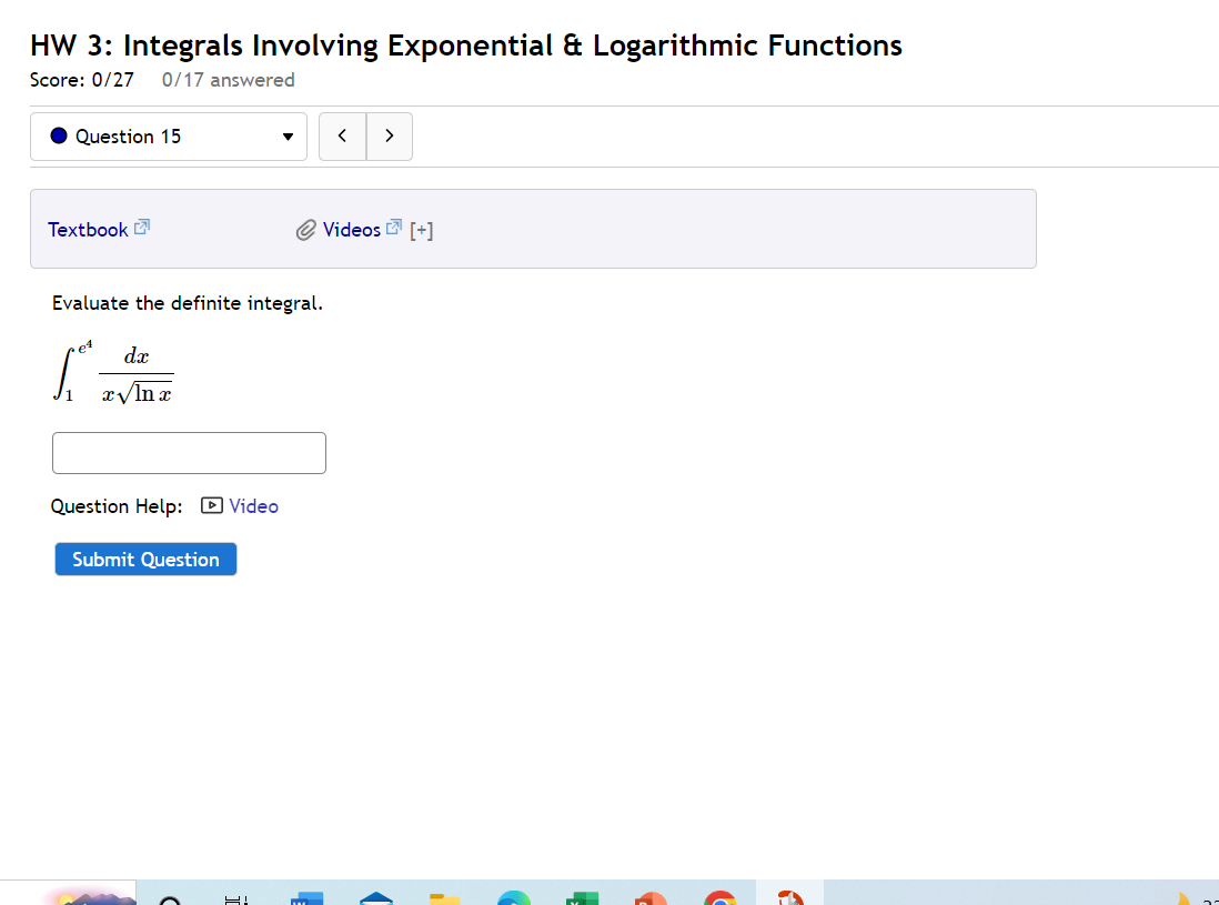 Solved HW 3: Integrals Involving Exponential \& Logarithmic | Chegg.com