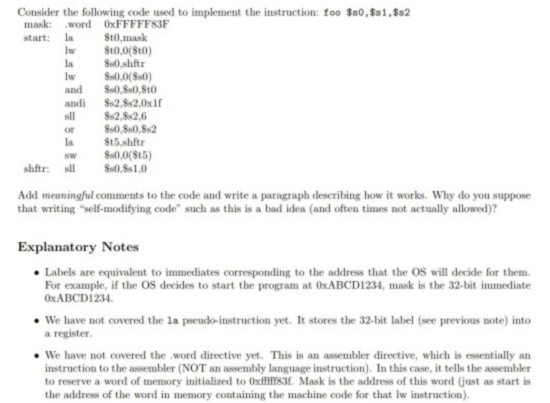 Solved Consider the following code used to implement the | Chegg.com