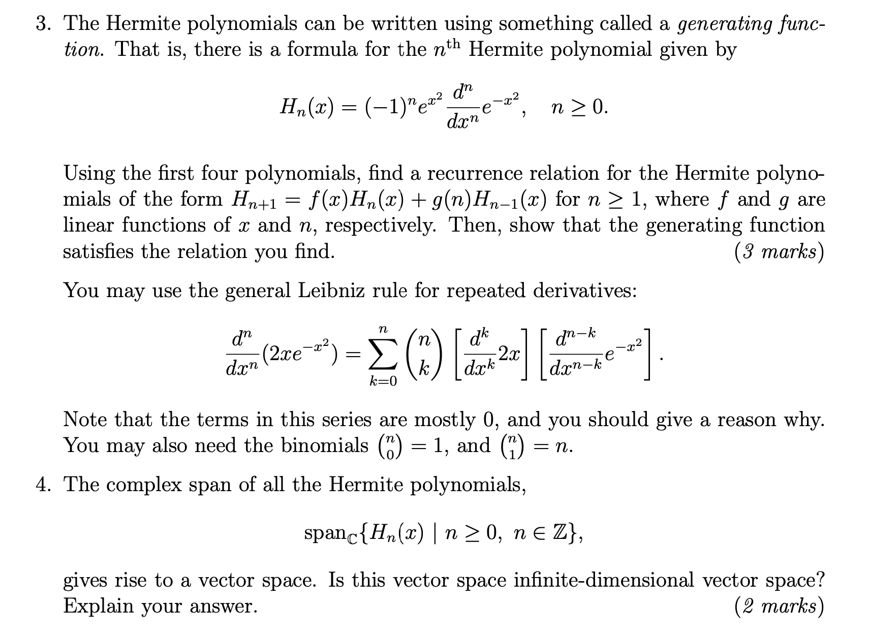 Solved 1. The Hermite polynomials are an important family of | Chegg.com