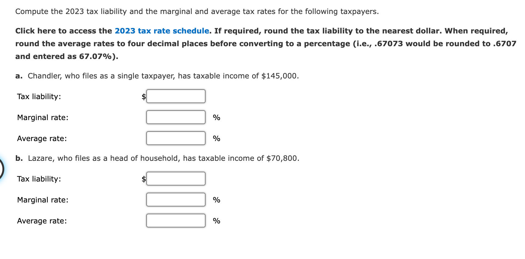 Solved 2023 Tax Rate Schedules | Chegg.com