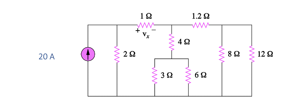 Solved 1Ω ww 1.2 Ω WW + και. 4 Ω W 20A 2 Ω 2Ω 8 Ω 12 Ω 3 Ω | Chegg.com