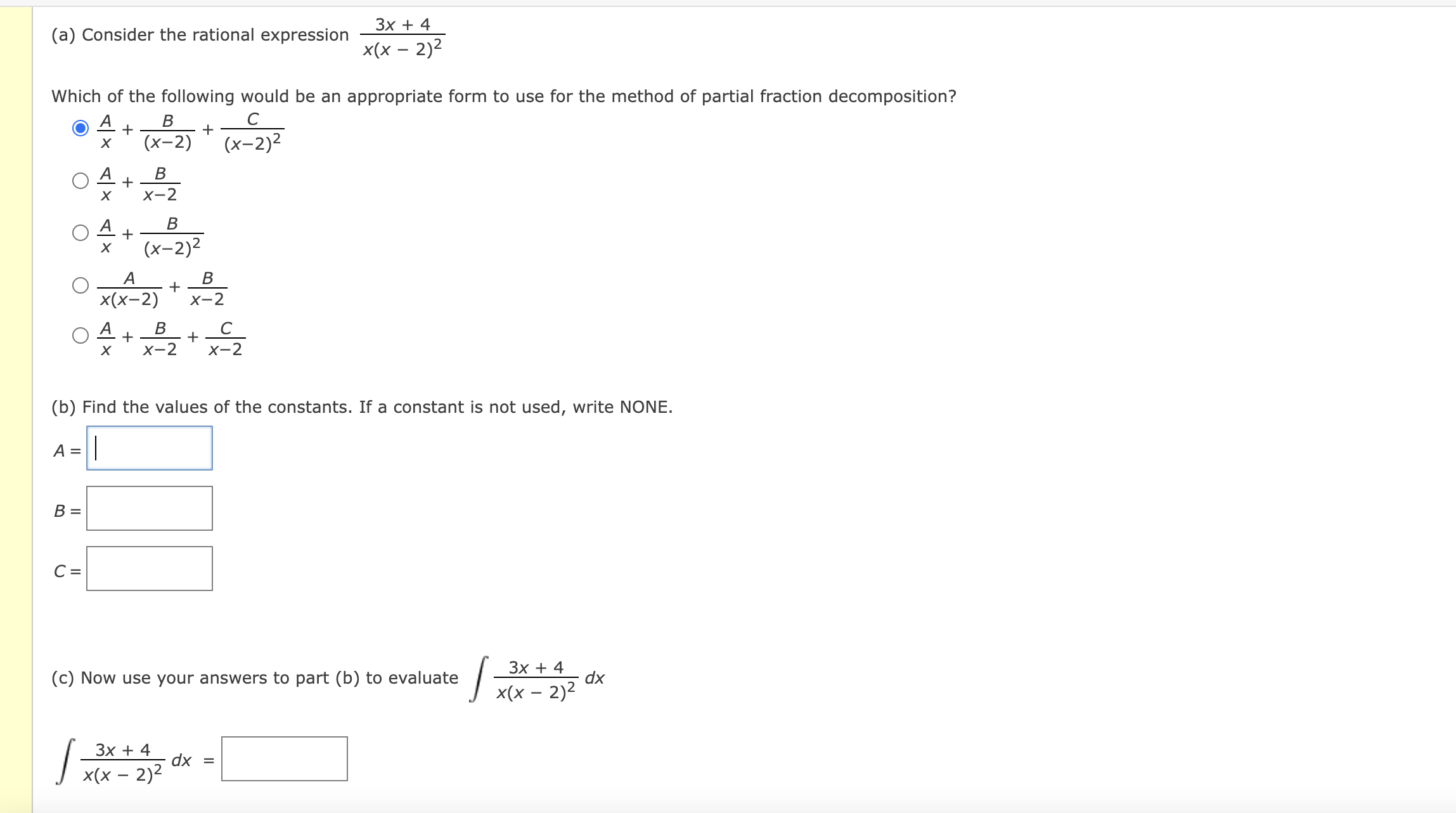 Solved (a) Consider the rational expression x(x−2)23x+4 | Chegg.com