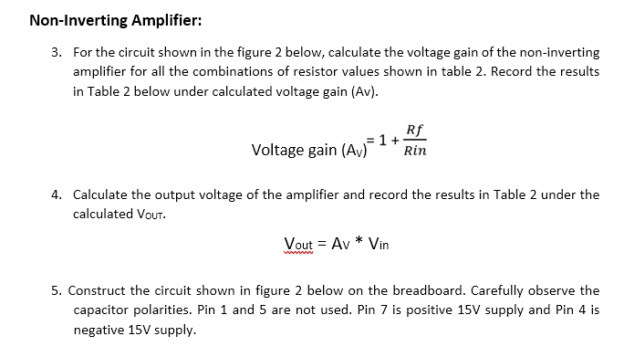 Solved Non-Inverting Amplifier: 3. For the circuit shown in | Chegg.com