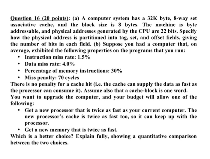 Solved Question 16 20 Points A A Computer System Has A