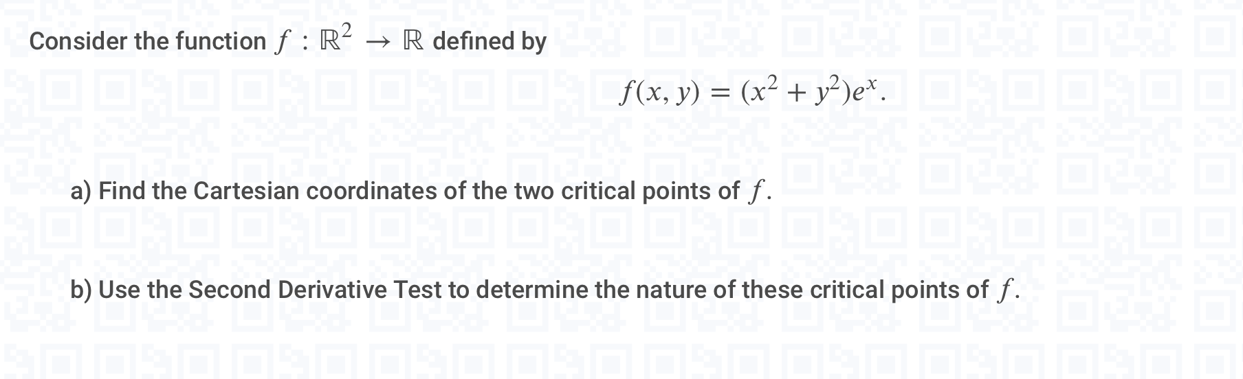 Solved Consider the function f:R2→R defined by | Chegg.com