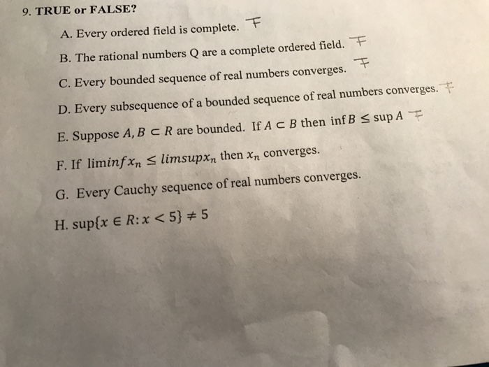 Solved A Every Ordered Field Is Complete B The Rational