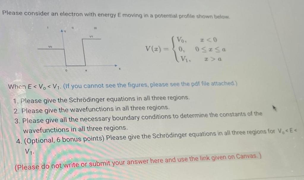 Solved Please consider an electron with energy E moving in a | Chegg.com