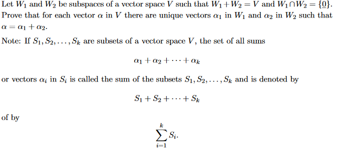 Solved Let W1 and W2 be subspaces of a vector space V such | Chegg.com