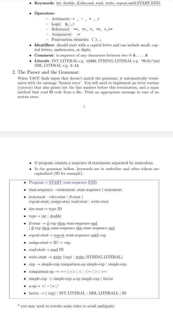 - Keywords: int, double, if,else,end, read, write, | Chegg.com