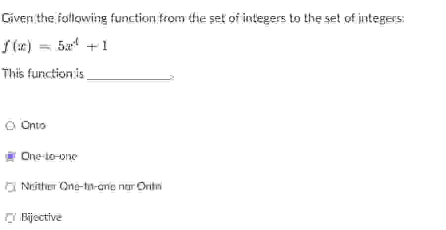 Solved Giver the following function from the sef of integers | Chegg.com