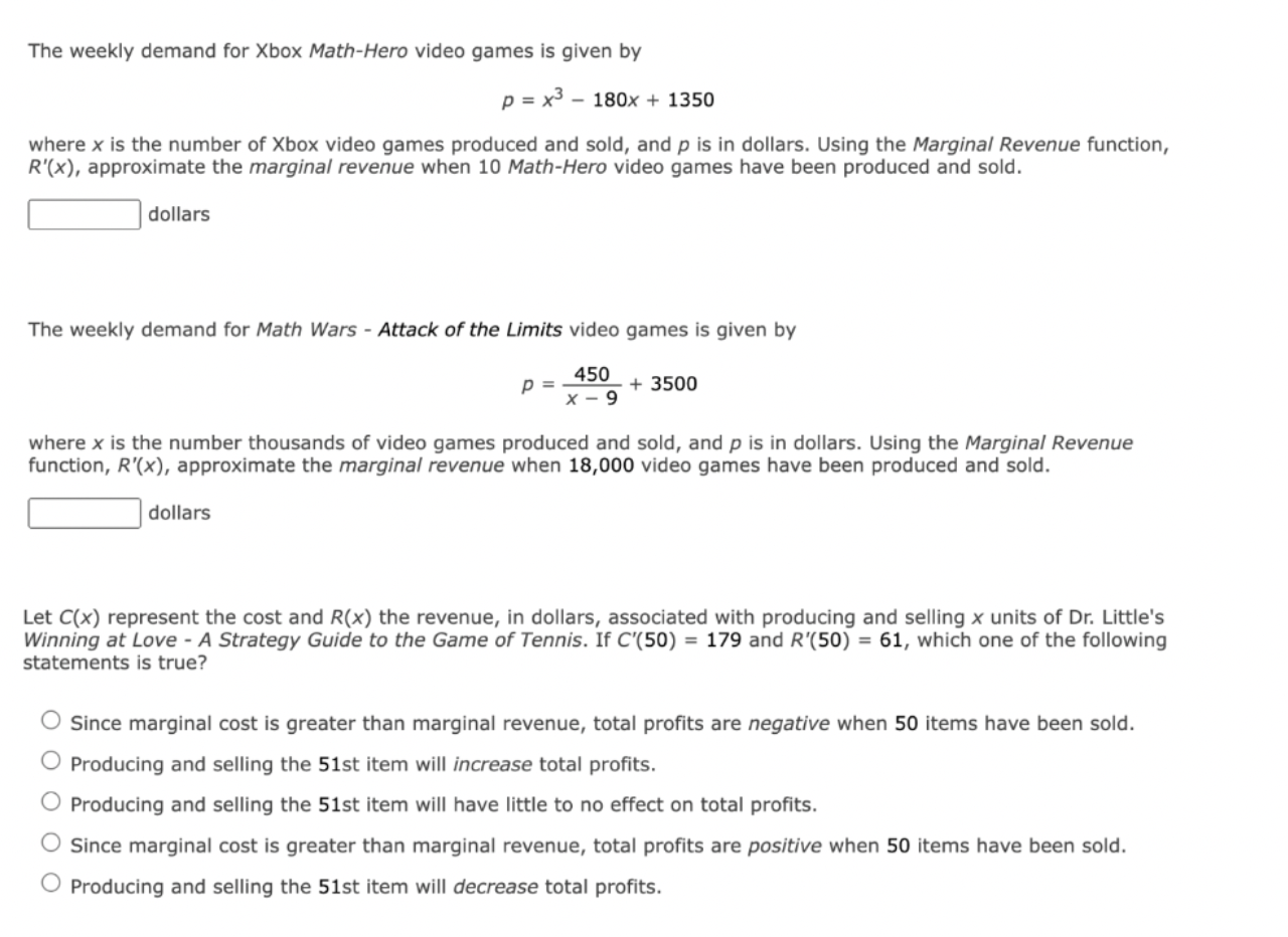 Solved The weekly demand for Xbox Math-Hero video games is | Chegg.com