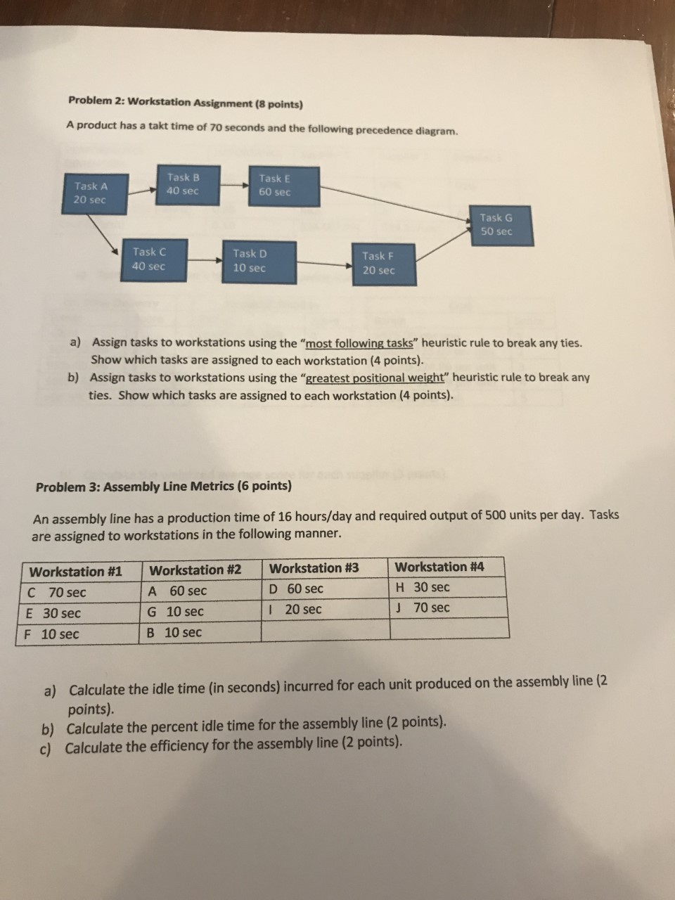 Solved Problem 2: Workstation Assignment (8 points) A | Chegg.com
