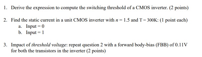 Solved 1. Derive the expression to compute the switching | Chegg.com