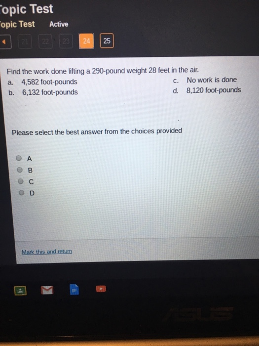 Solved opic Test opic Test Active 124 25 Find the work done | Chegg.com
