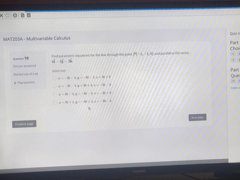 Solved X @ @ Quiz n MAT203A - Multivariable Calculus Part | Chegg.com