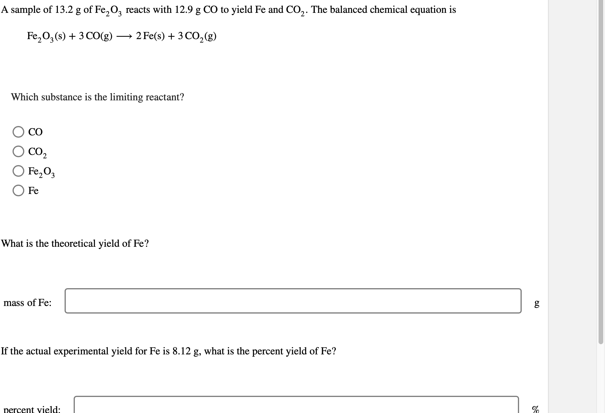 Solved \\[ \\mathrm{Fe}_{2} \\mathrm{O}_{3}(\\mathrm{~s})+3 | Chegg.com