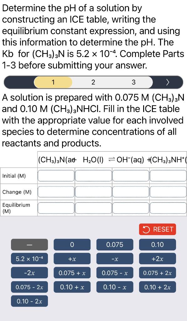 Solved Determine the pH of a solution by constructing an ICE | Chegg.com