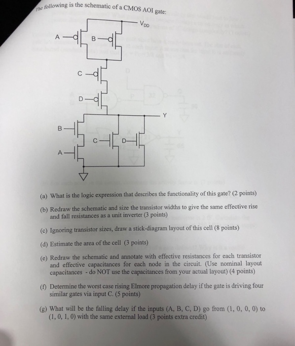 Solved lowing is the schematic of a CMOS AOI gate: fo DO (a) | Chegg.com