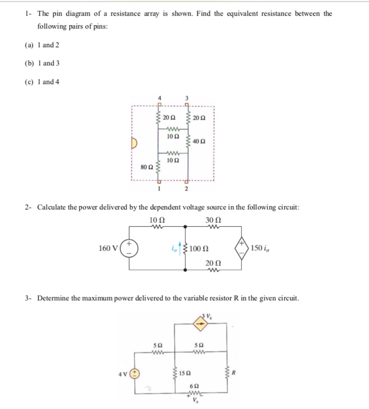 Solved 1- The pin diagram of a resistance array is shown. | Chegg.com