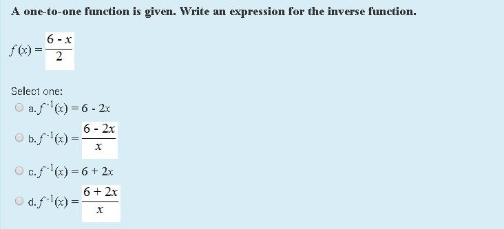 Solved A one-to-one function is given. Write an expression | Chegg.com