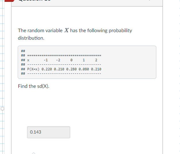 Solved The random variable X has the following probability | Chegg.com