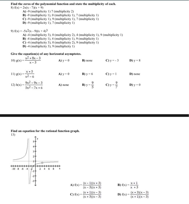 Solved Find the zeros of the polynomial function and state | Chegg.com