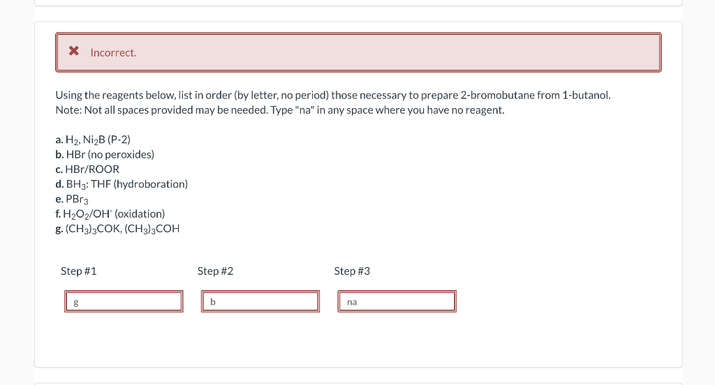 Solved Using the reagents below, list in order (by letter, | Chegg.com