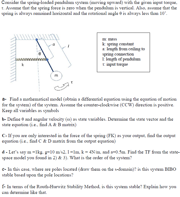 Solved Consider the spring-loaded pendulum system (moving | Chegg.com