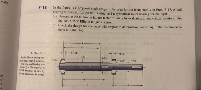 Solved make In the figure is a proposed shaft design to be | Chegg.com