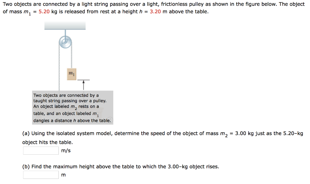 Solved Two objects are connected by a light string passing | Chegg.com